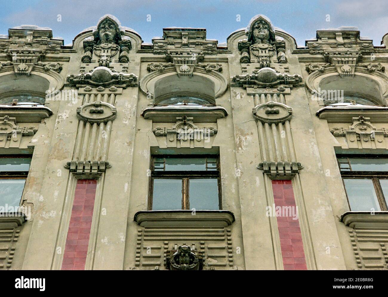 Facade of art nouveau apartment building on Alberta street (Alberta ...