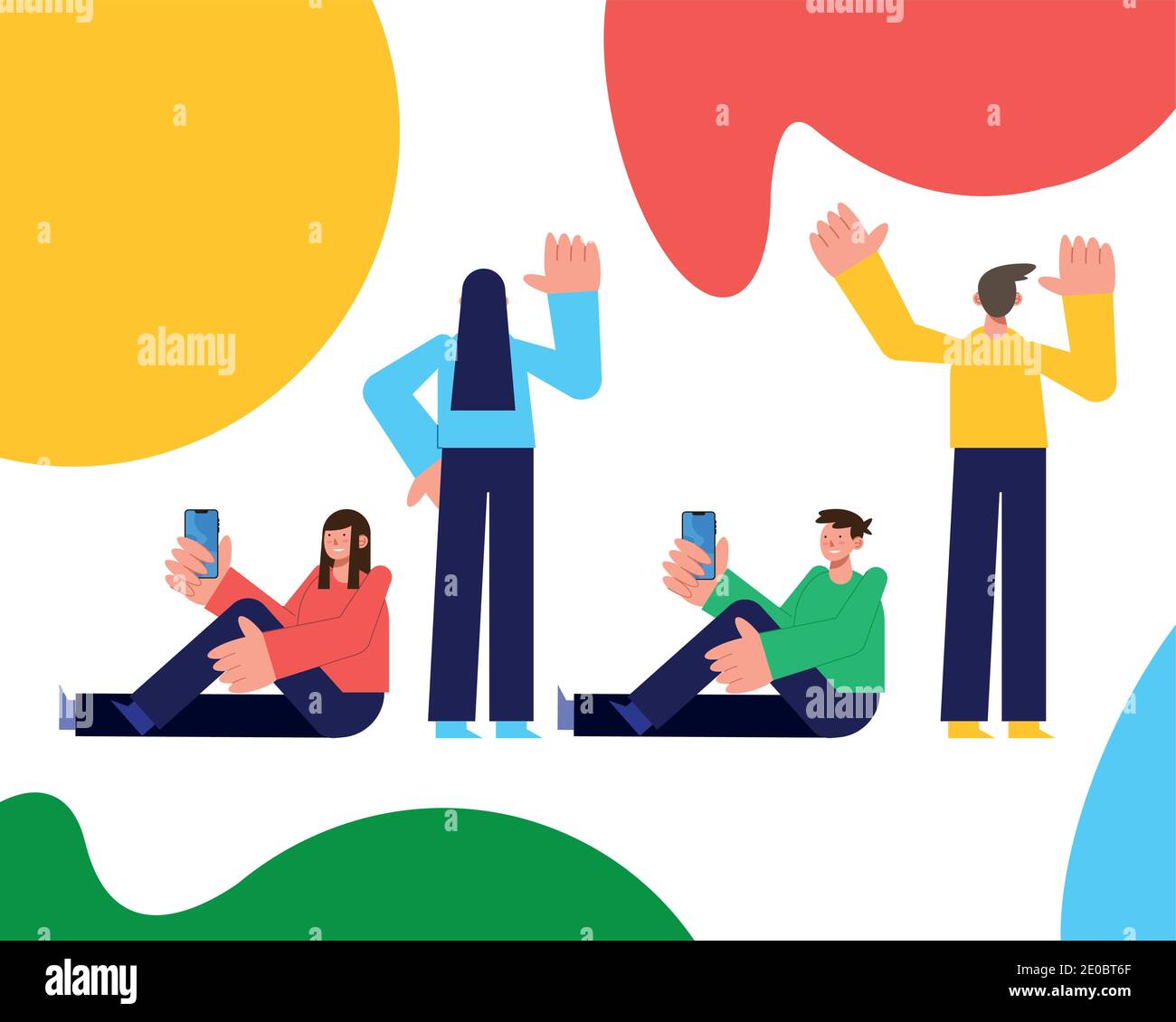 people with smartphones design, Cellphone mobile digital and phone ...