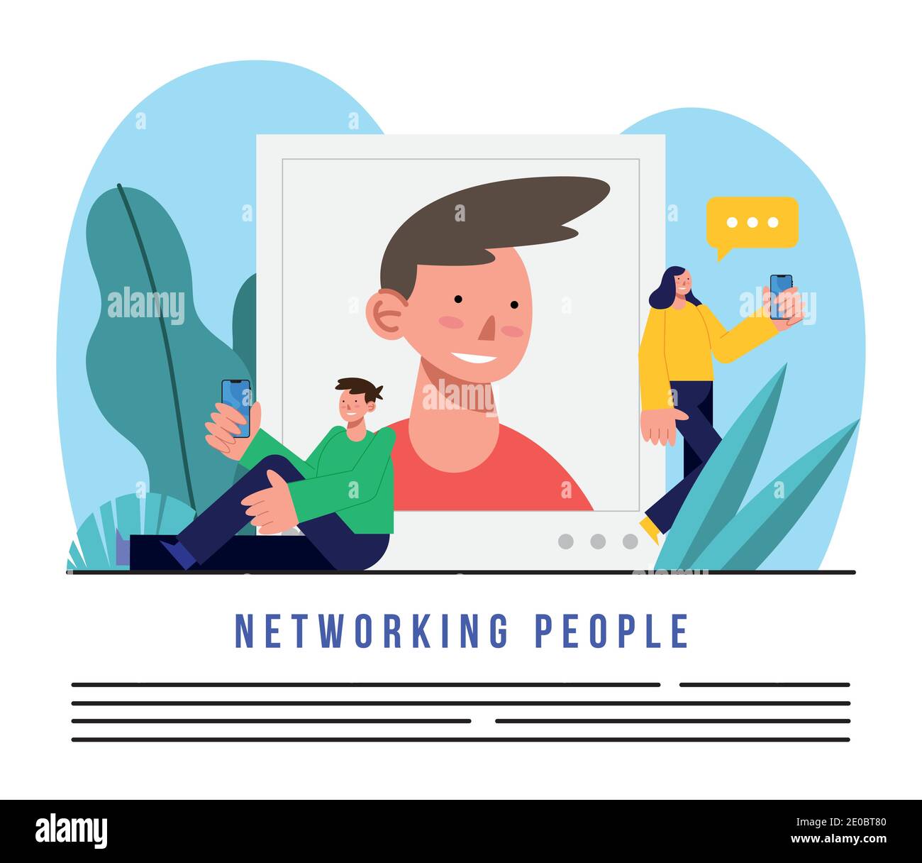 Networking people and man woman with smartphones design, Business ...