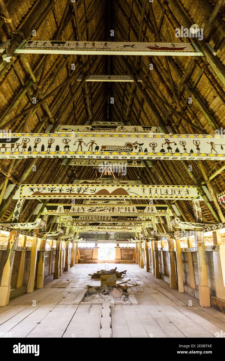 Interior of Bai Rekeai, Bai is traditional wooden house, Men’s meeting ...