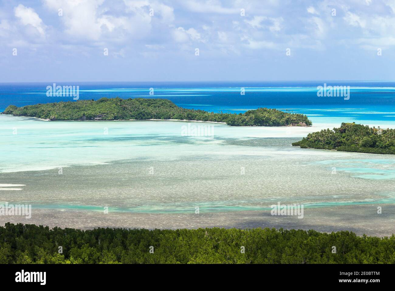 Scenic View of coral sea and reef, from Japanese WWII Lighthouse ...