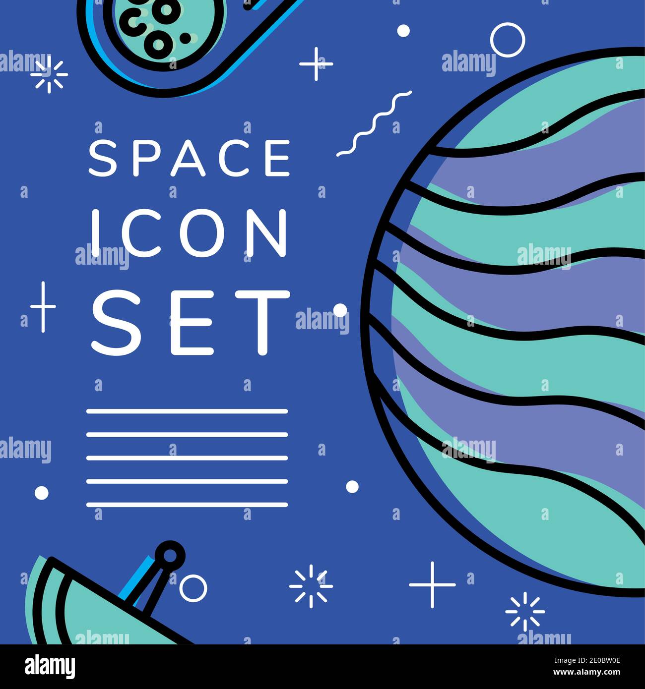 Space planet and icon set of universe cosmos and futuristic theme ...