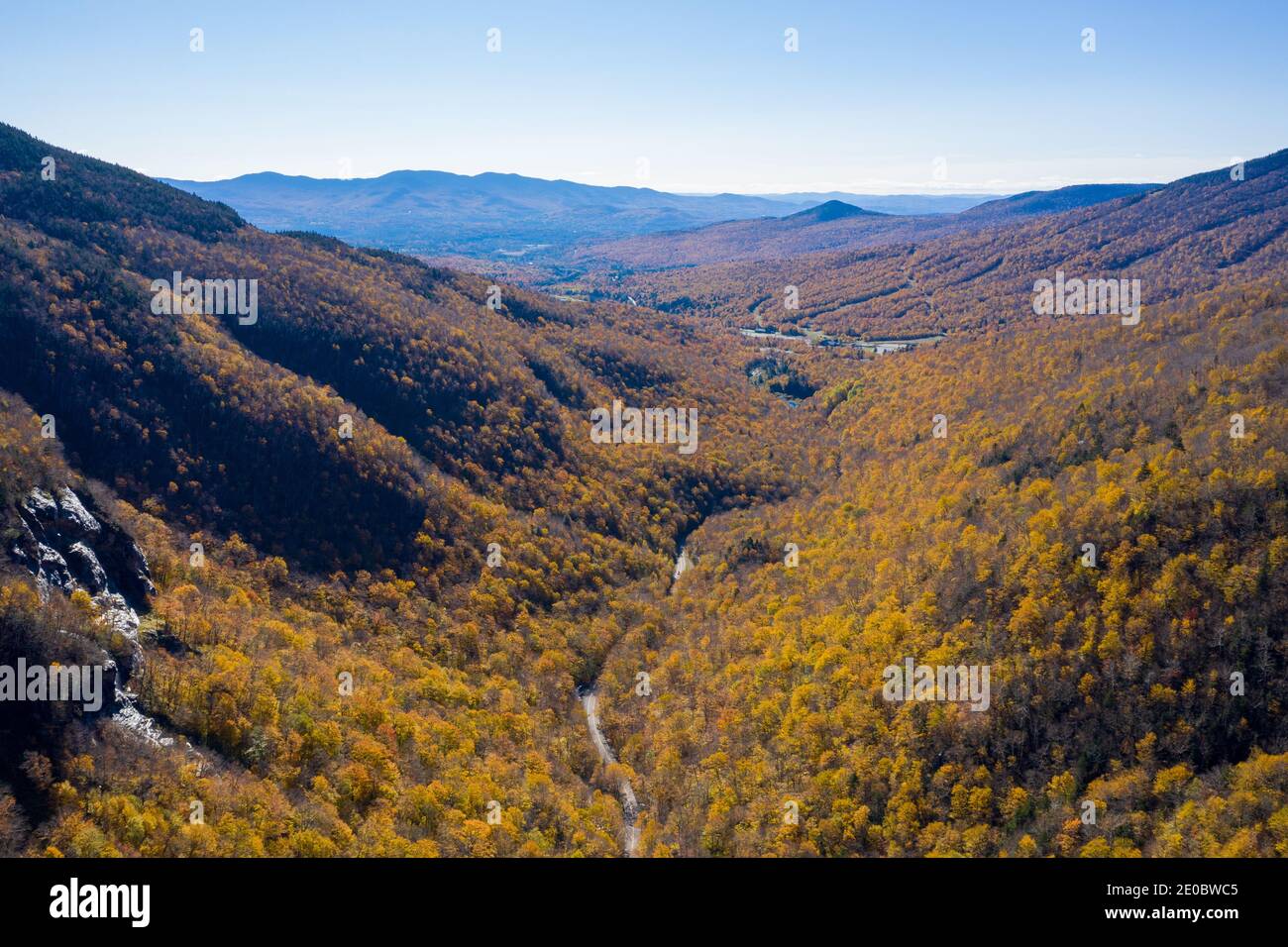 Panoramic view of late fall foliage in Smugglers Notch, Vermont Stock ...