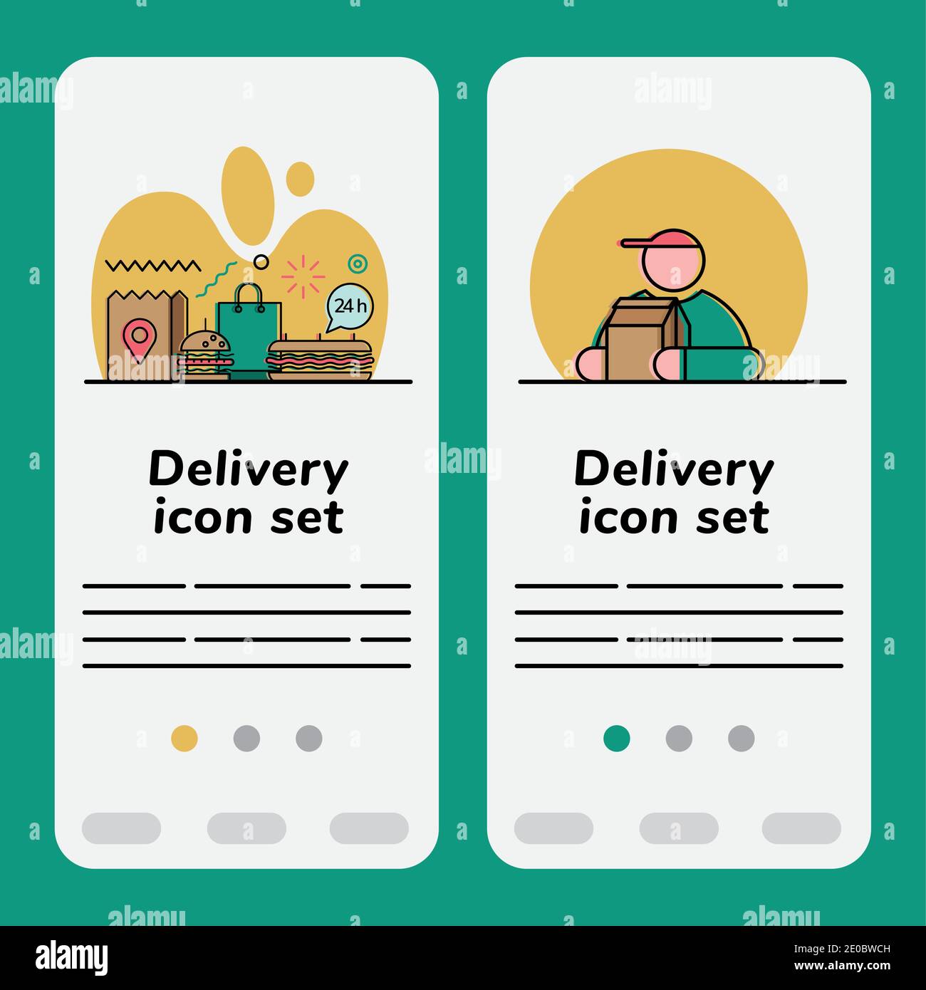Food delivery icon set banners design, logistics transportation and ...