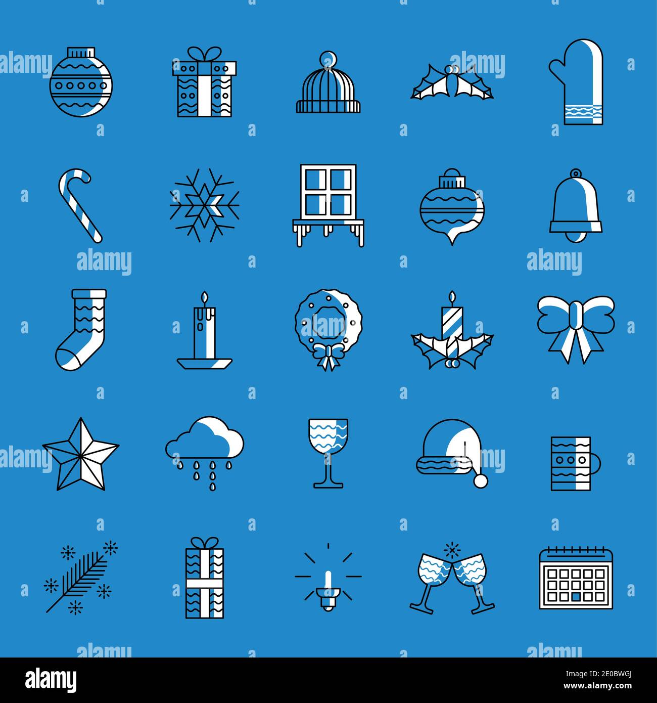 merry christmas icon collection design, winter season and decoration ...