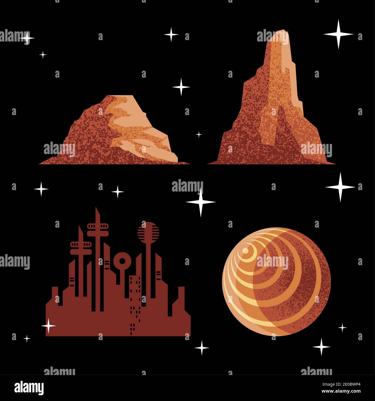 Space and sci-fi icon collection of universe cosmos and futuristic ...
