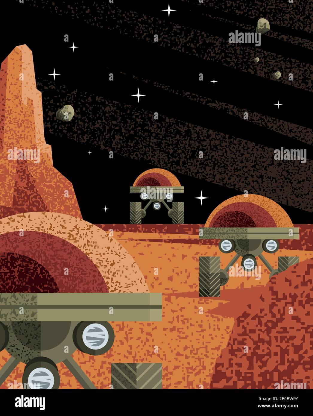 Space robots on planet of universe cosmos and futuristic theme Vector ...