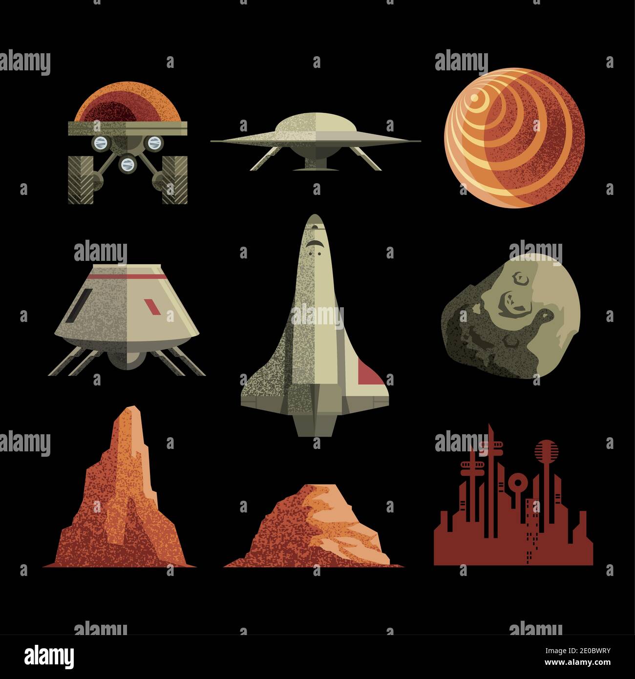 Space and sci-fi icon bundle of universe cosmos and futuristic theme ...