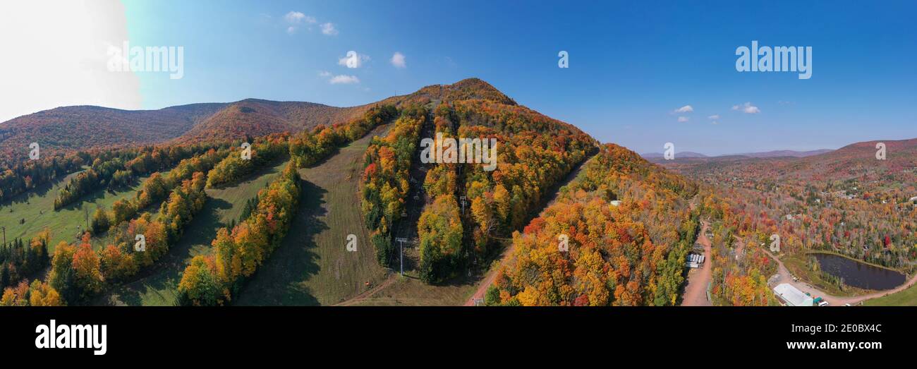 Colorful Hunter Ski Mountain in upstate New York during peak fall ...