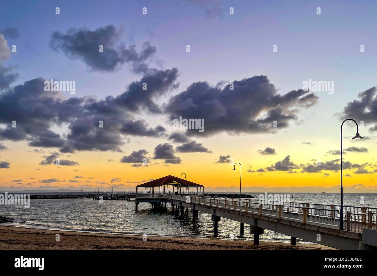 Panoramic view of the Jetty 2 minutes prior to sunrise in Redcliffe ...