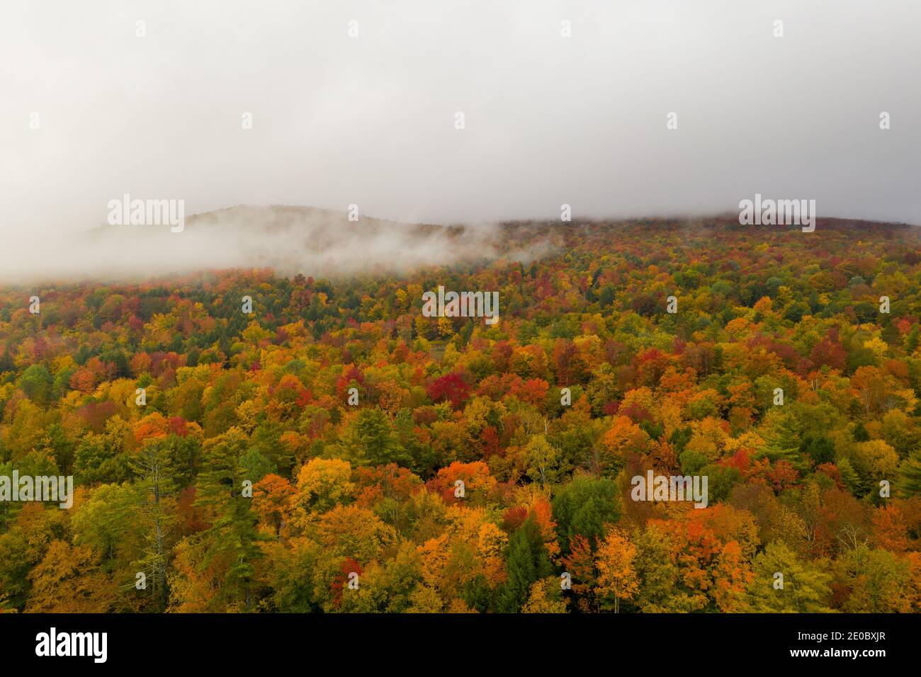 Aerial view of Vermont and the surrounding area during peak foliage in ...