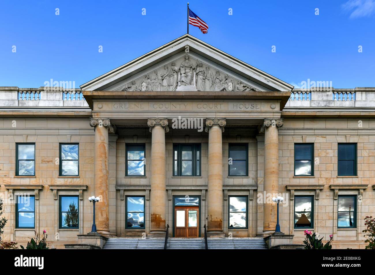 Greene County Courthouse building facade in the Greek revival style in ...