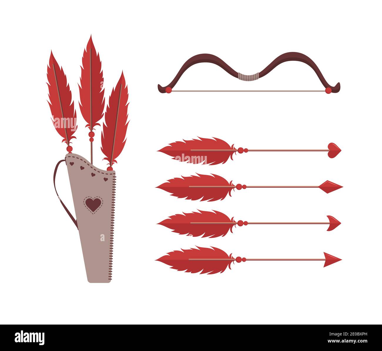 Cupids arrows and bow. Valentines weapon isolated on white background ...