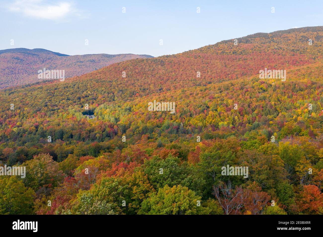 Aerial view of Mount Mansfield and the surrounding area during peak ...