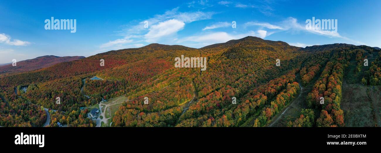 Aerial view of Mount Mansfield and the surrounding area during peak ...