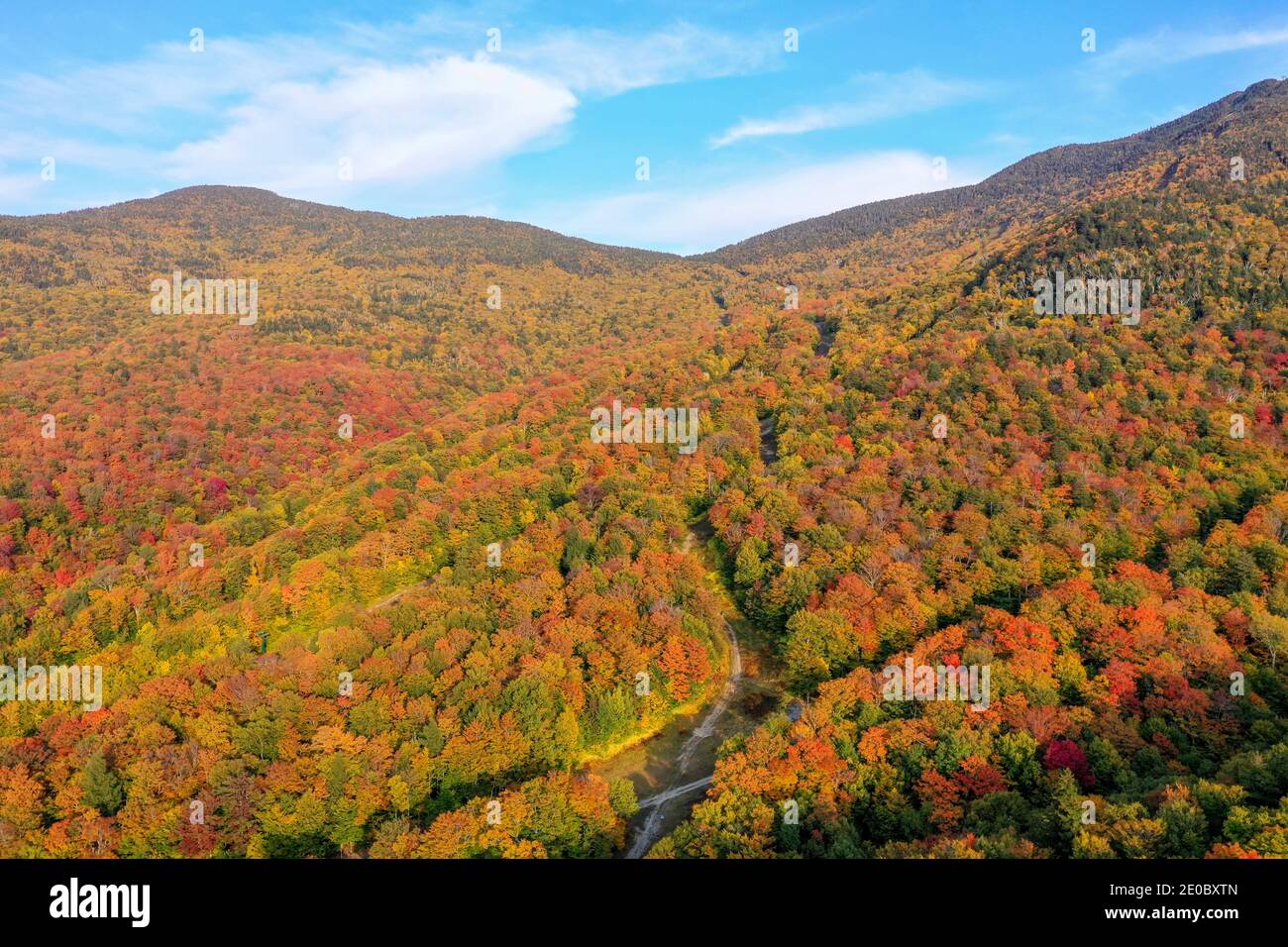 Aerial view of Mount Mansfield and the surrounding area during peak ...