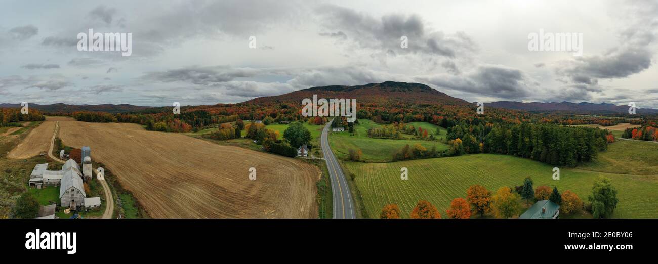 Aerial view of Vermont and the surrounding area during peak foliage in ...