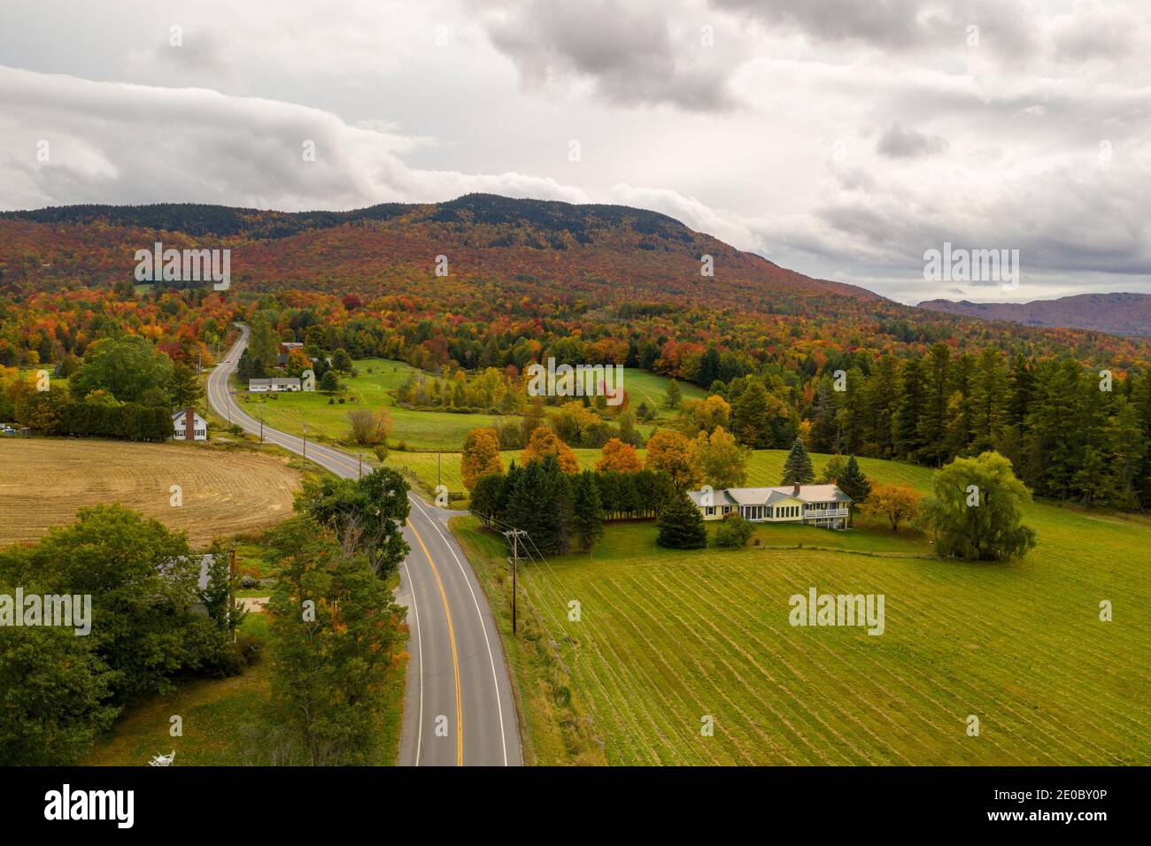 Aerial view of Vermont and the surrounding area during peak foliage in ...