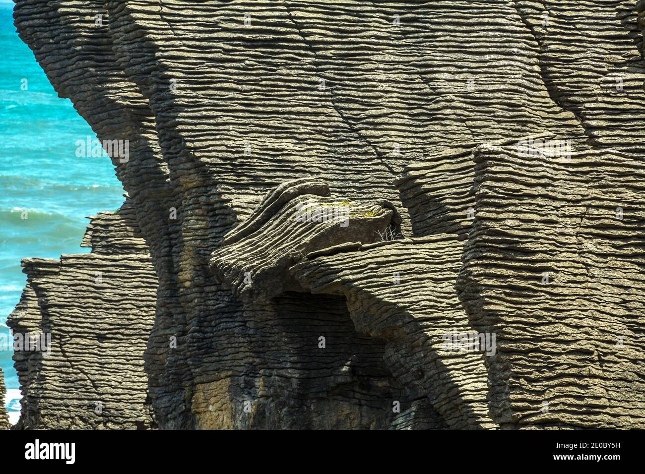 Close view of the Pancake rocks an unusual geological formation of ...