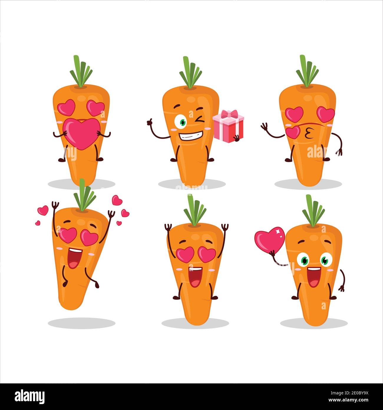Carrot cartoon character with love cute emoticon Stock Vector Image ...
