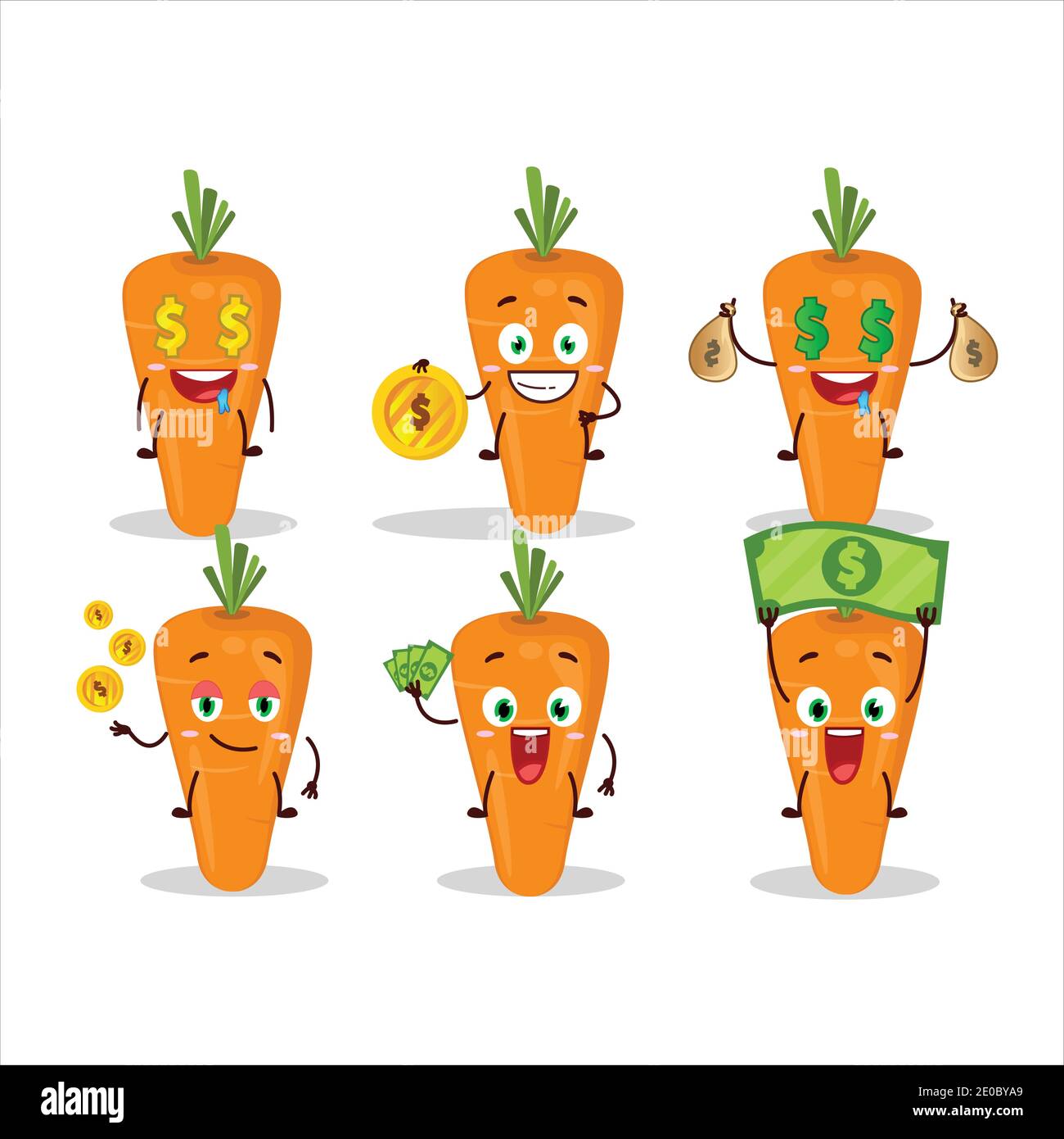 Carrot cartoon character with cute emoticon bring money Stock Vector ...