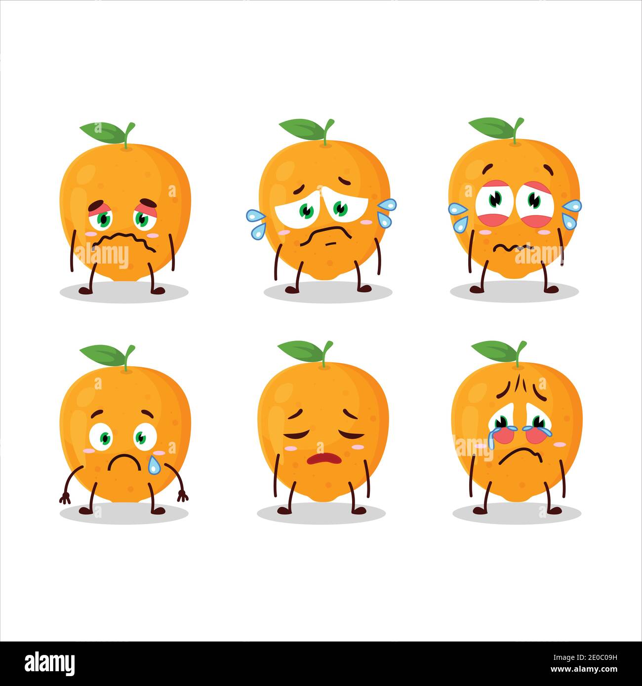 Orange fruit cartoon character with sad expression Stock Vector Image ...