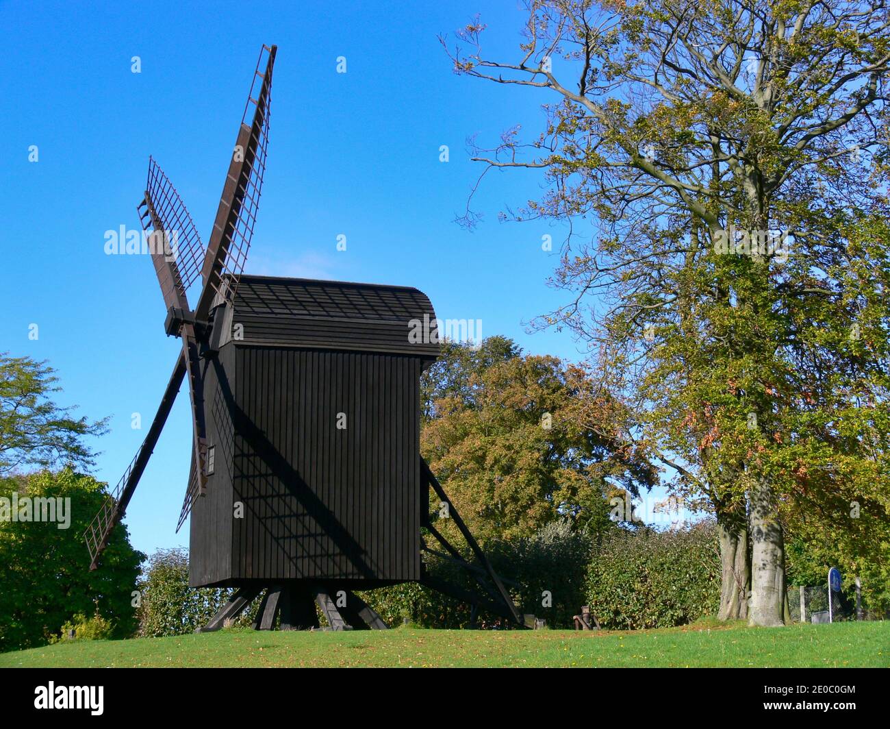 DENMARK, AARHUS - OCTOBER 08, 2007: The old wind mill in the open-air ...