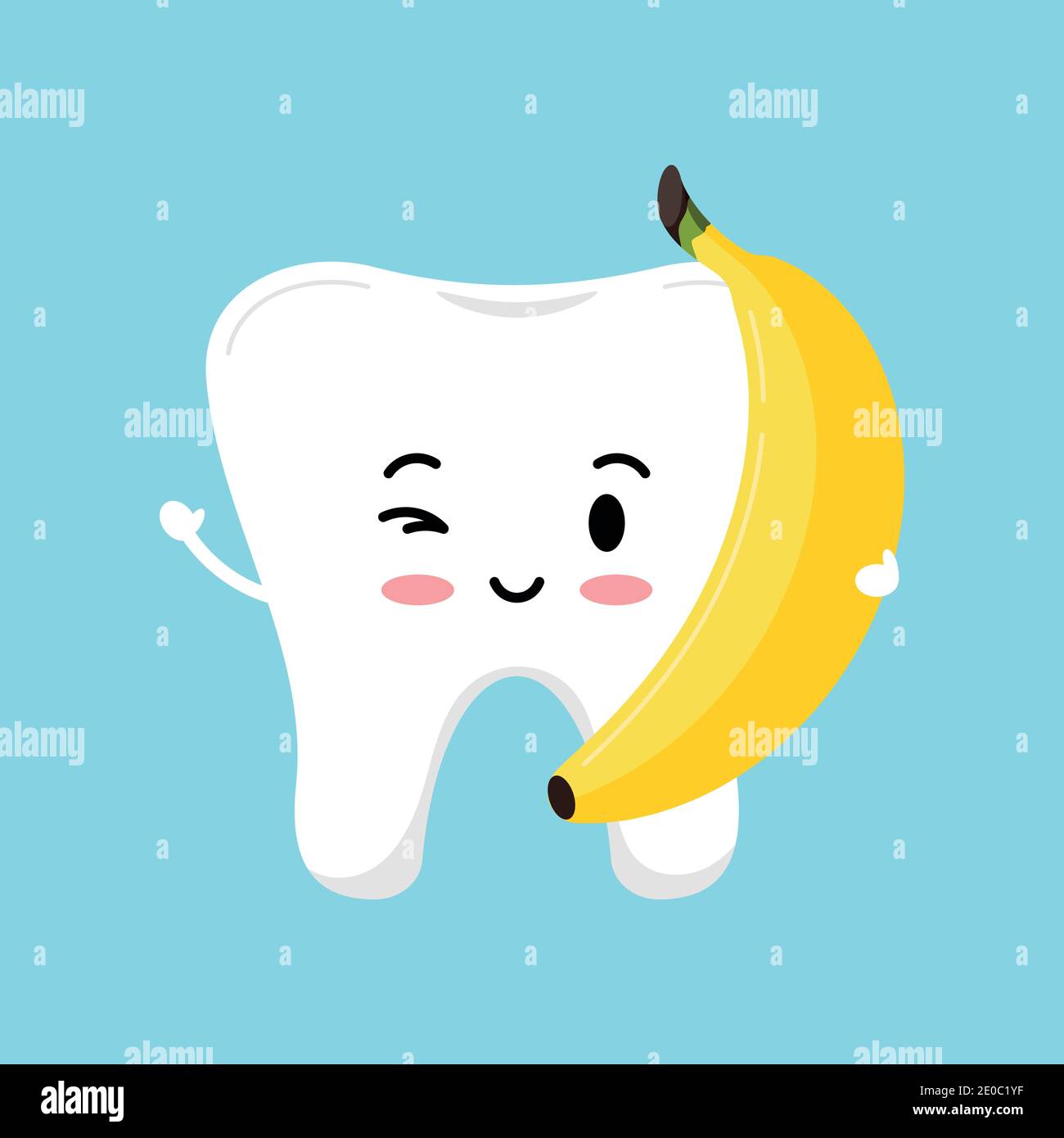 Cute tooth with banana food for dental health Stock Vector Image & Art ...