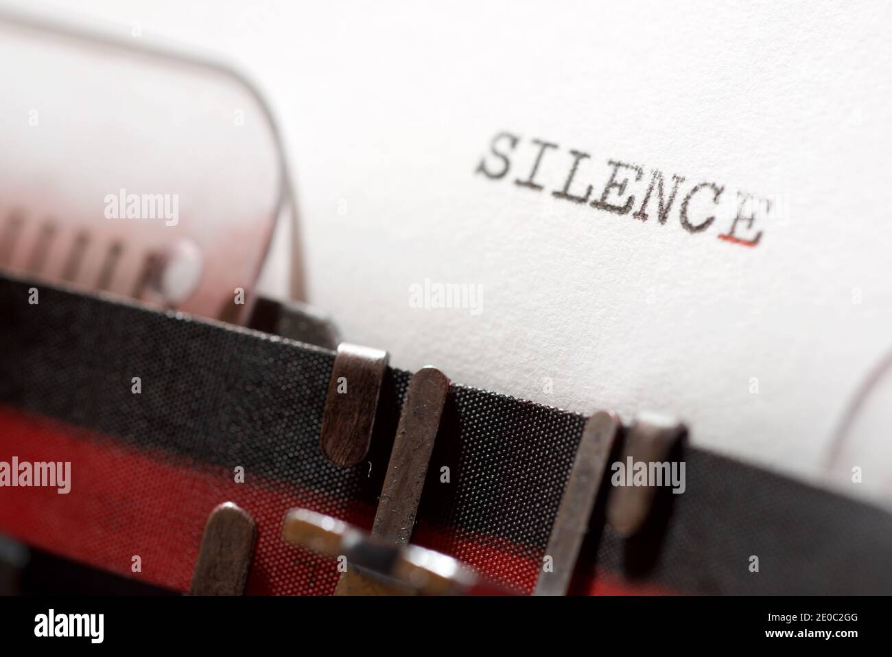 Silence word written with a typewriter Stock Photo - Alamy