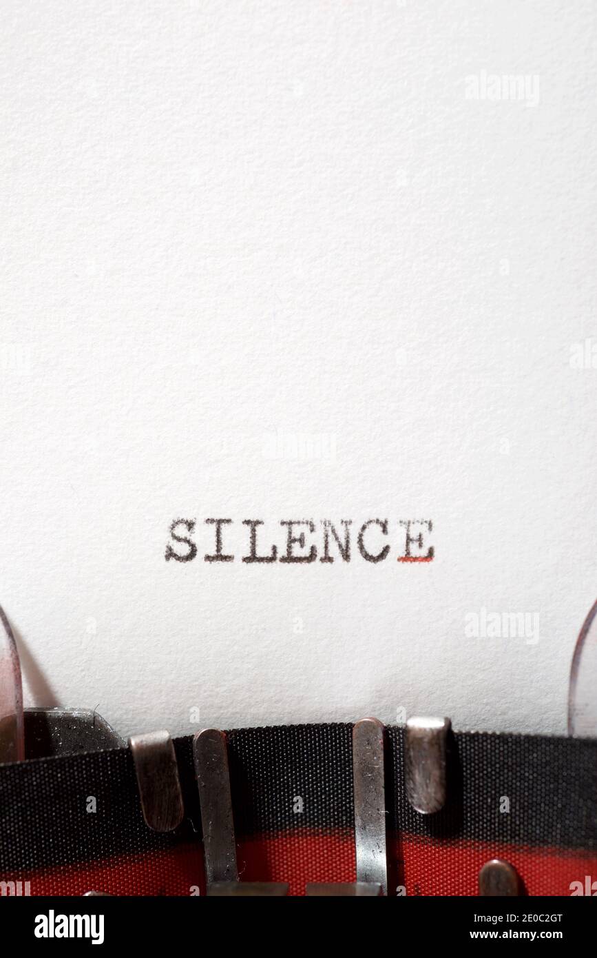 Silence word written with a typewriter Stock Photo - Alamy