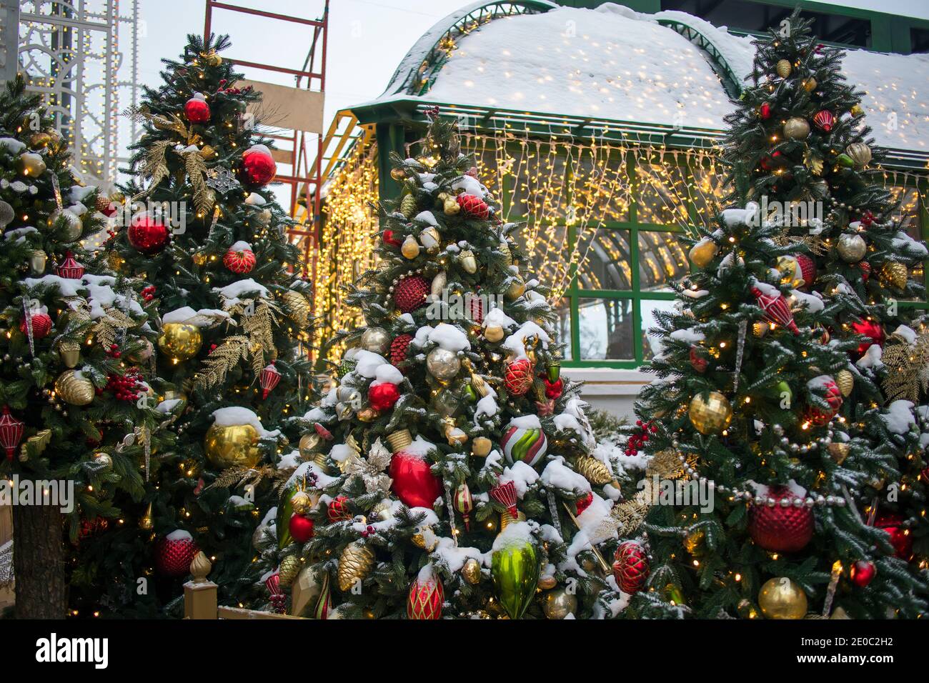 Moscow, Russia -30 December 2020, Fragment of a beautiful Christmas ...