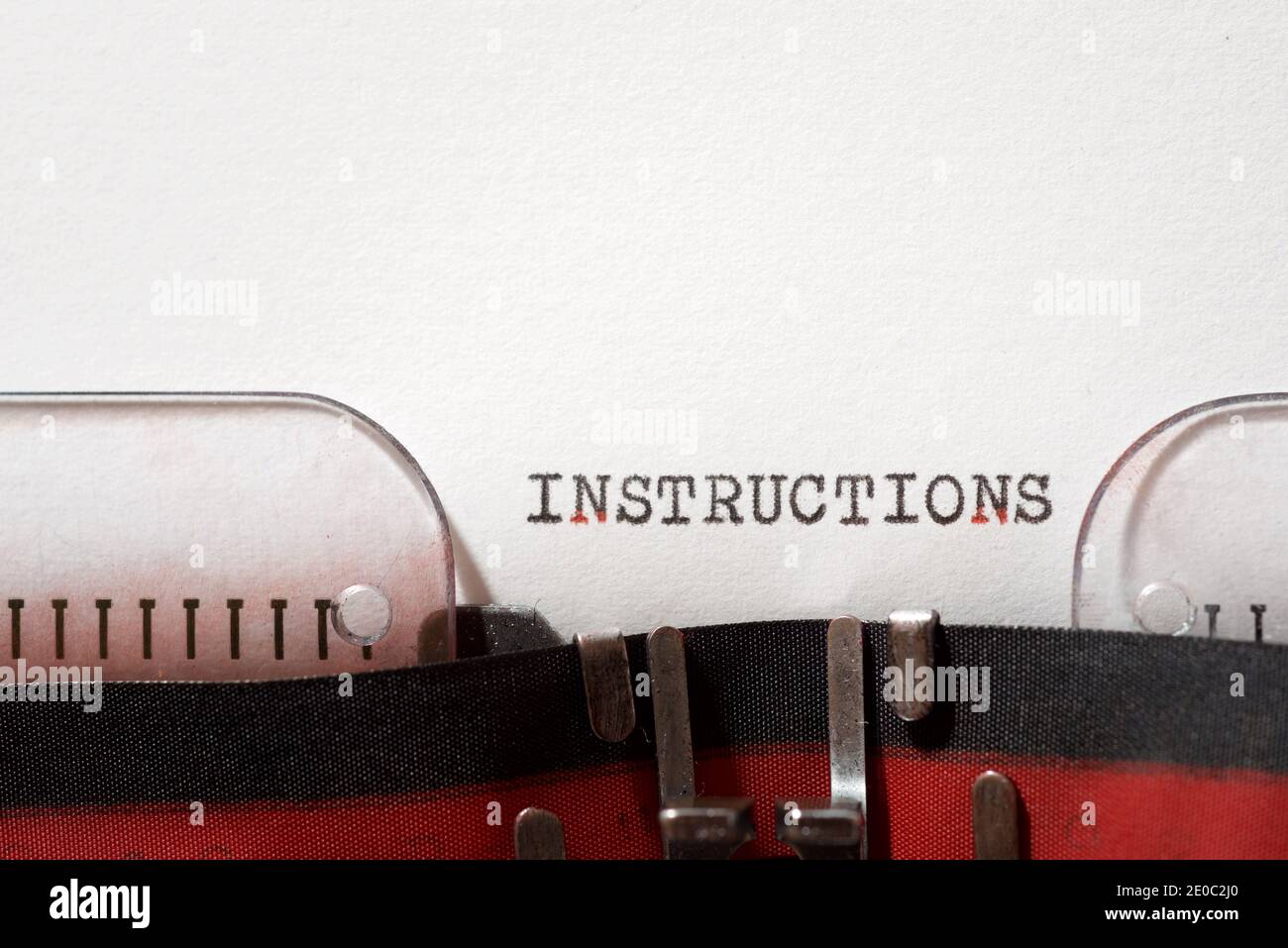 Instructions word written with a typewriter Stock Photo - Alamy