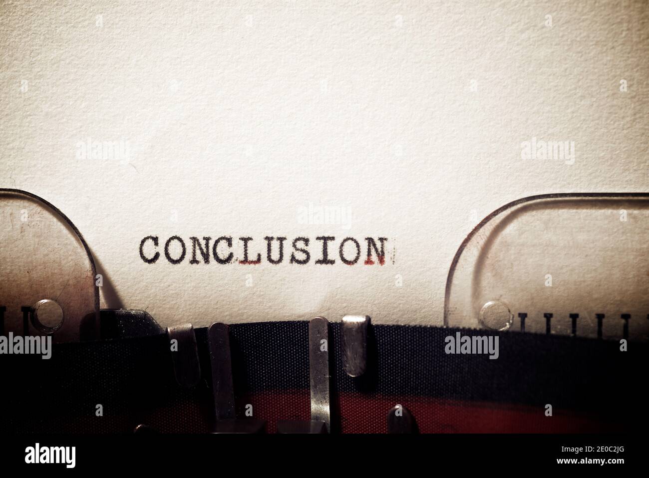Conclusion word written with a typewriter Stock Photo - Alamy