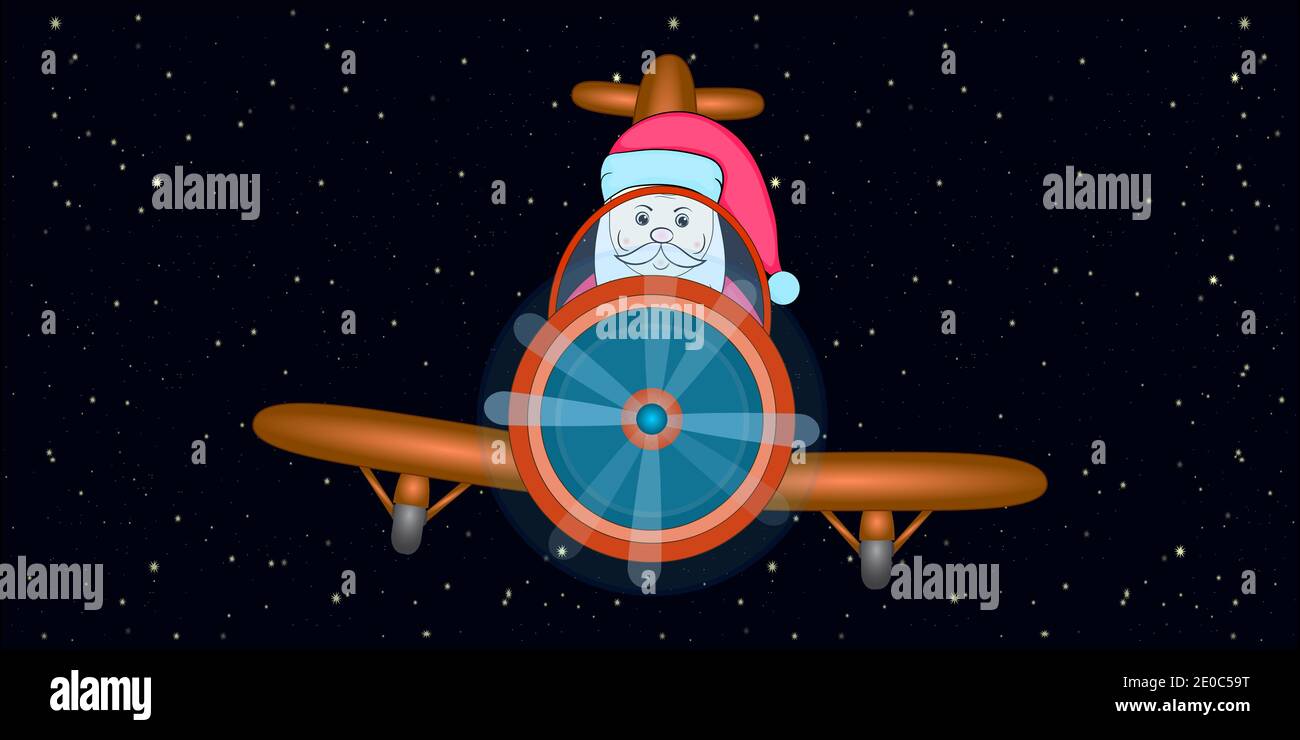 santa claus on the plane. vector illustration Stock Vector Image & Art ...