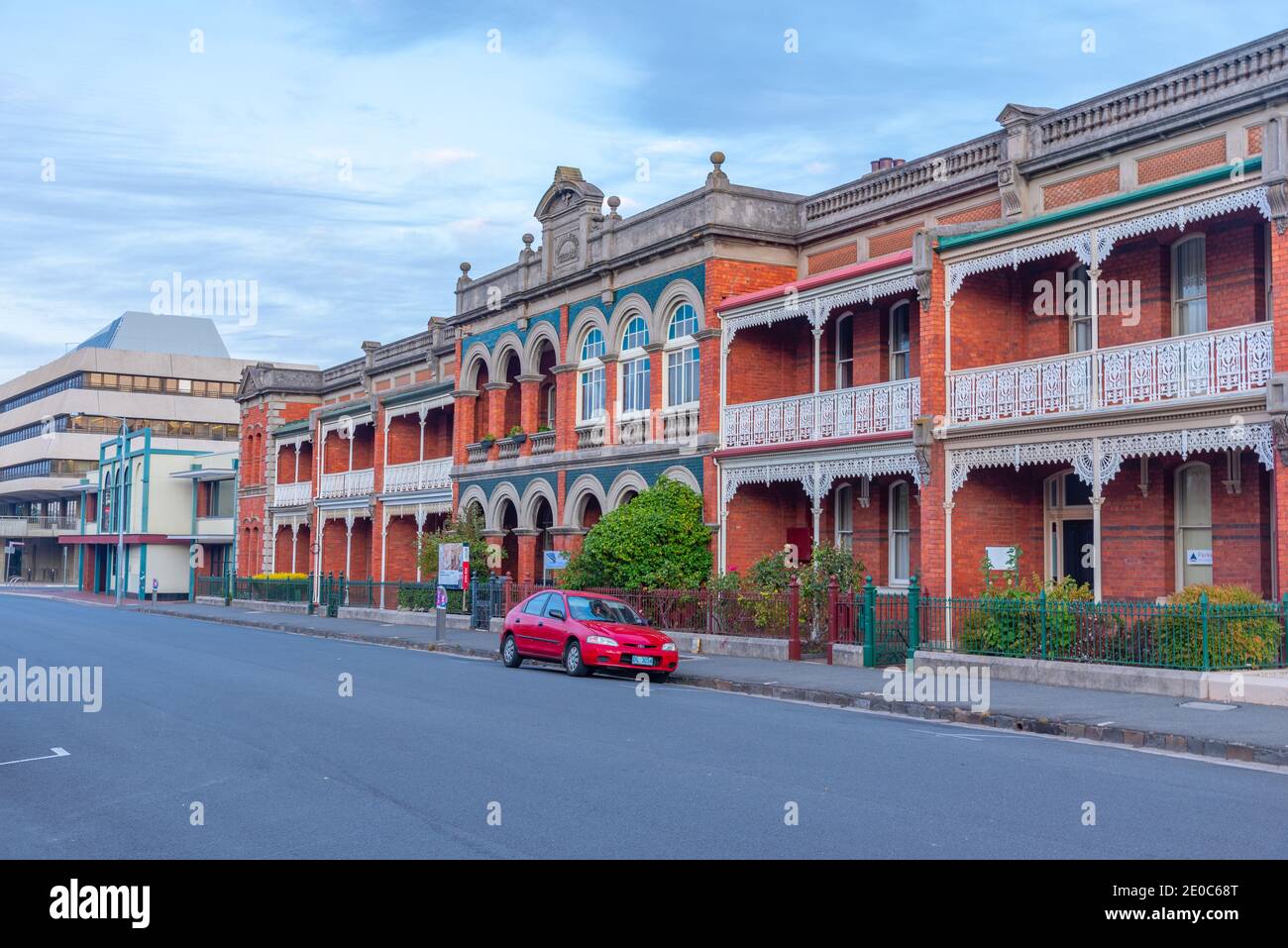 Traditional brick houses in center of Launceston, Australia Stock Photo ...