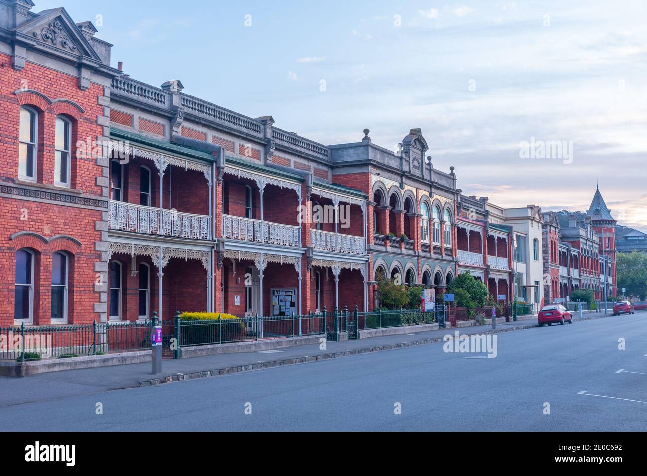 Traditional brick houses in center of Launceston, Australia Stock Photo ...