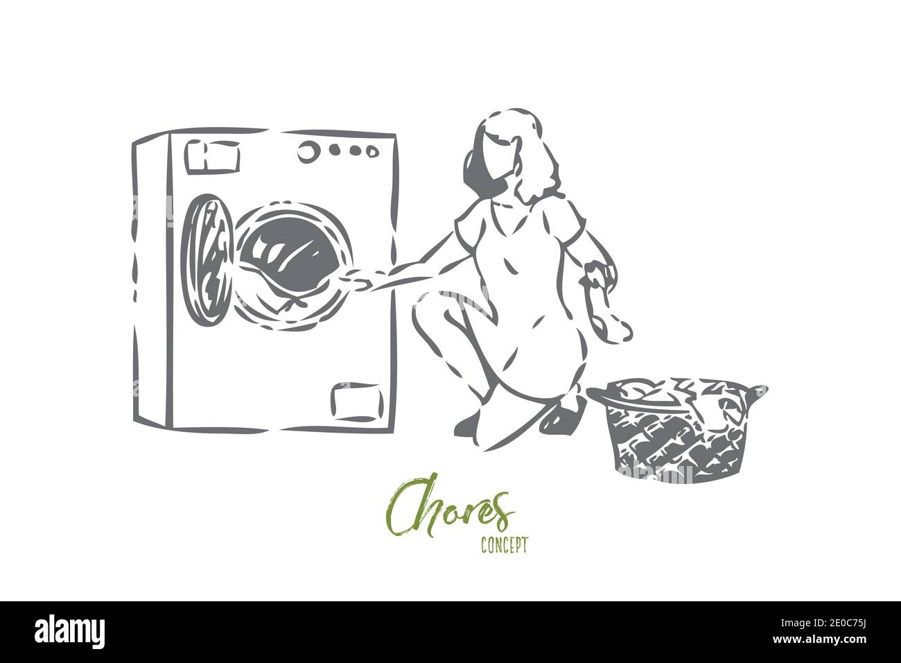 Girl washing clothes by hand Stock Vector Images - Alamy