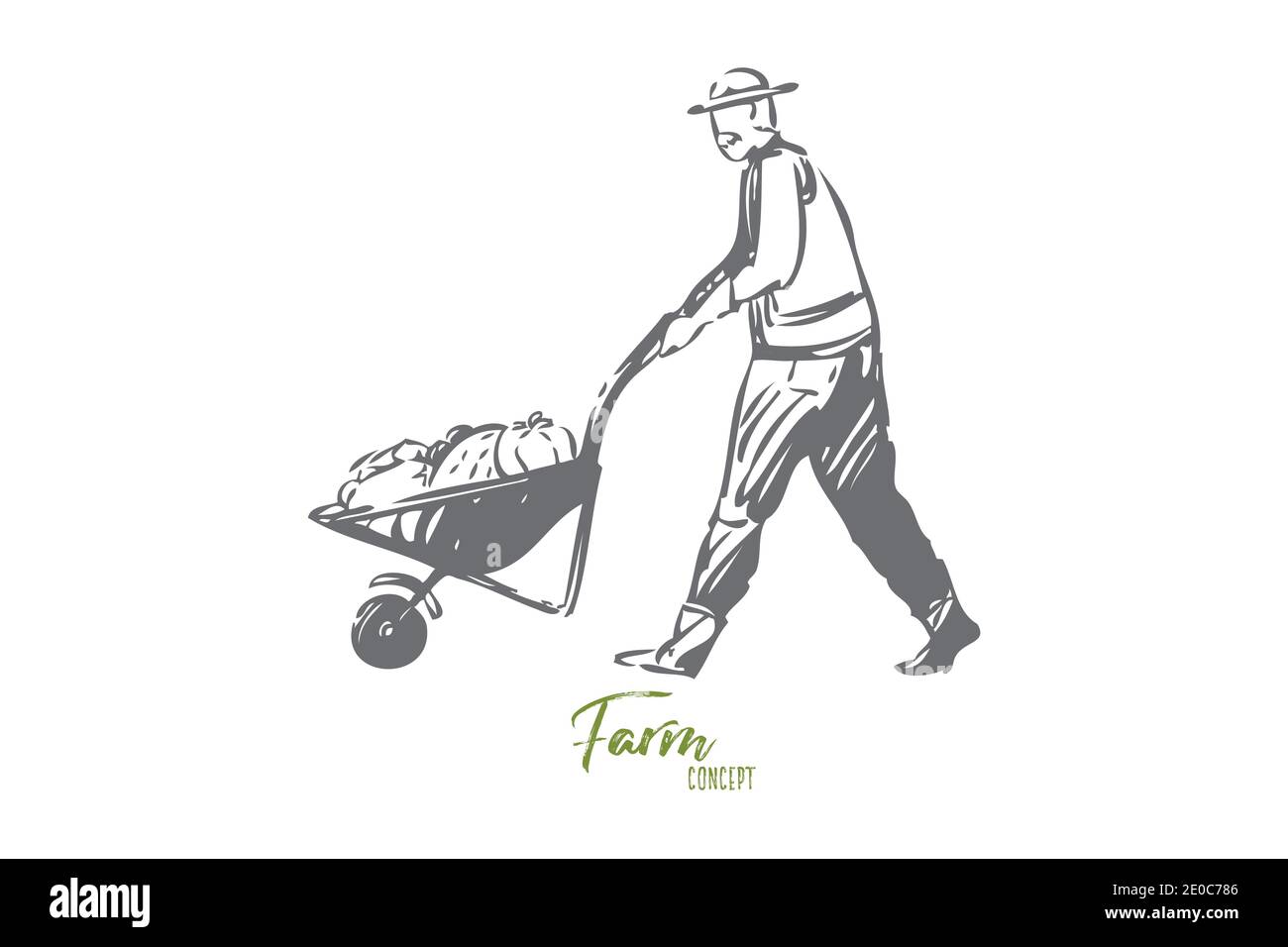 Farmer Working Drawing