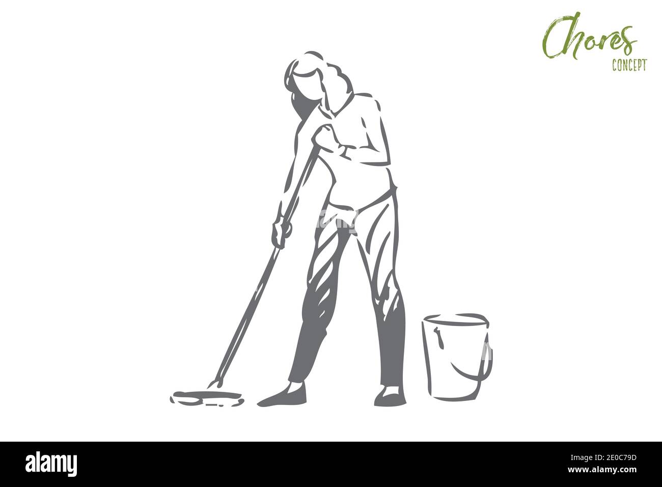 Man Cleaning House Clipart Outline