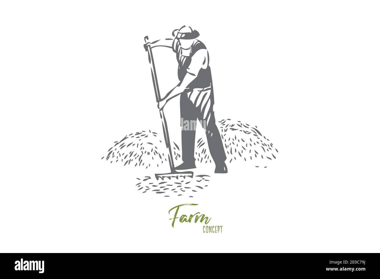 Farmer raking hay Stock Vector Images - Alamy