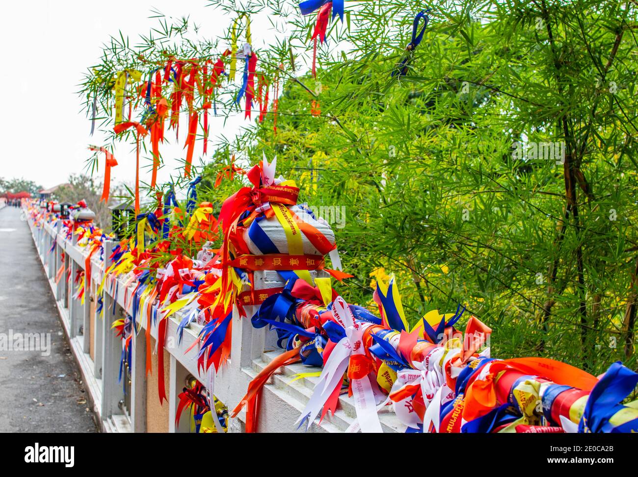 Siracha District Chonburi Thailand Asia Buddhist ribbons on the way to ...