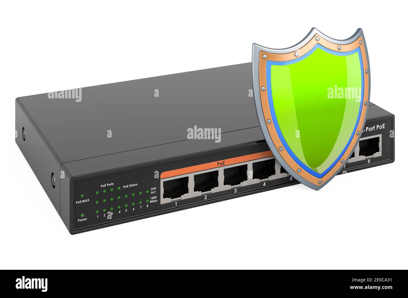 Network switch with shield, 3D rendering isolated on white background ...