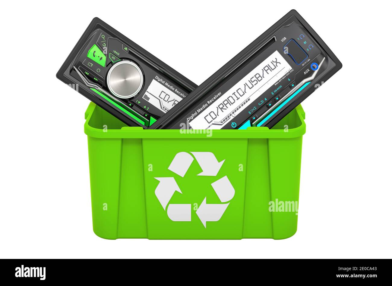 Recycling trashcan with digital media receiver, 3D rendering isolated ...