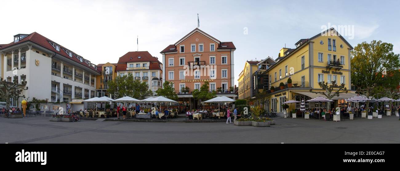 Lindau, Germany - April 21, 2018: panorama of the town and the famous ...