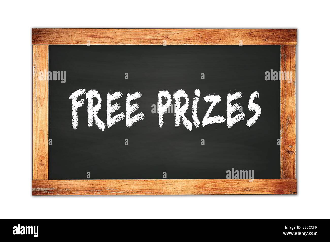 FREE PRIZES text written on black wooden frame school blackboard Stock ...