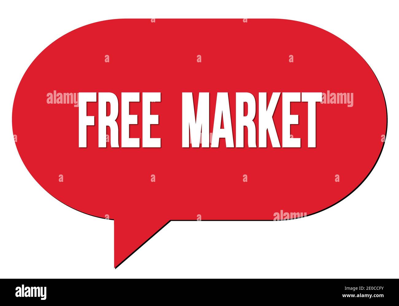 FREE MARKET text written in a red speech bubble stamp Stock Photo - Alamy