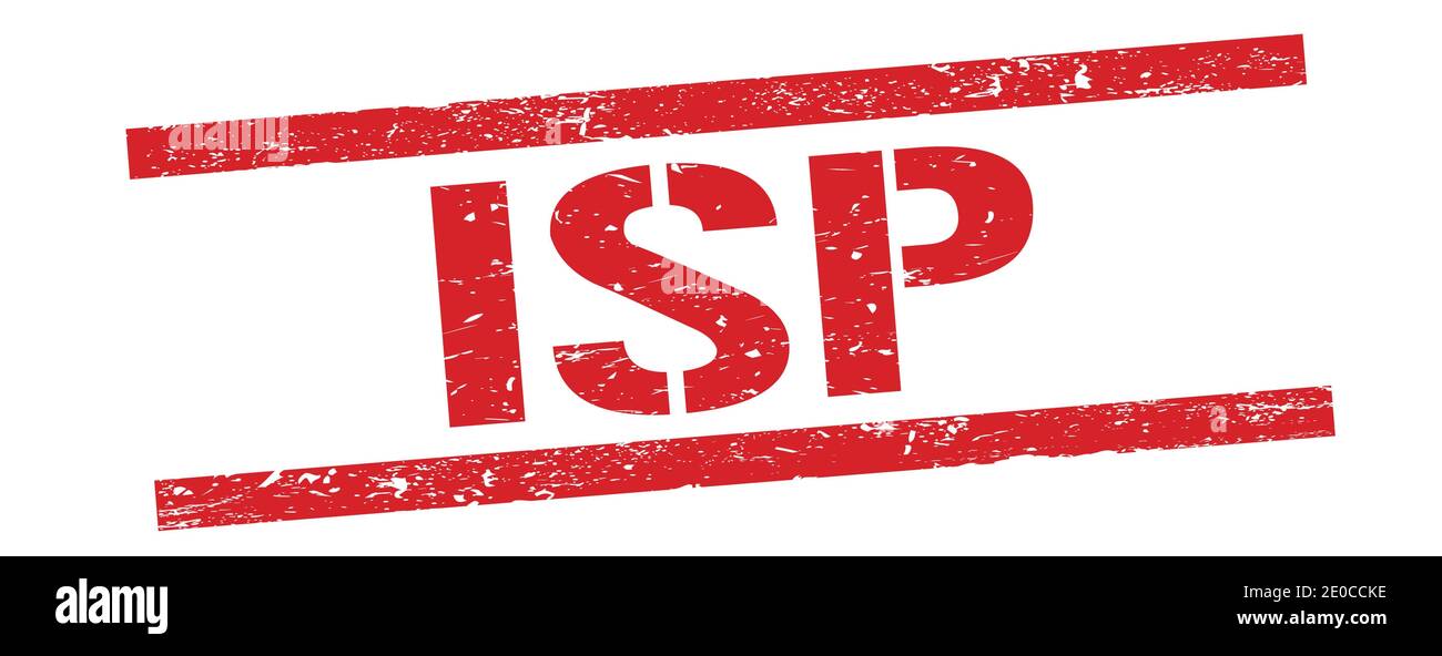 ISP text on red grungy rectangle stamp sign Stock Photo - Alamy