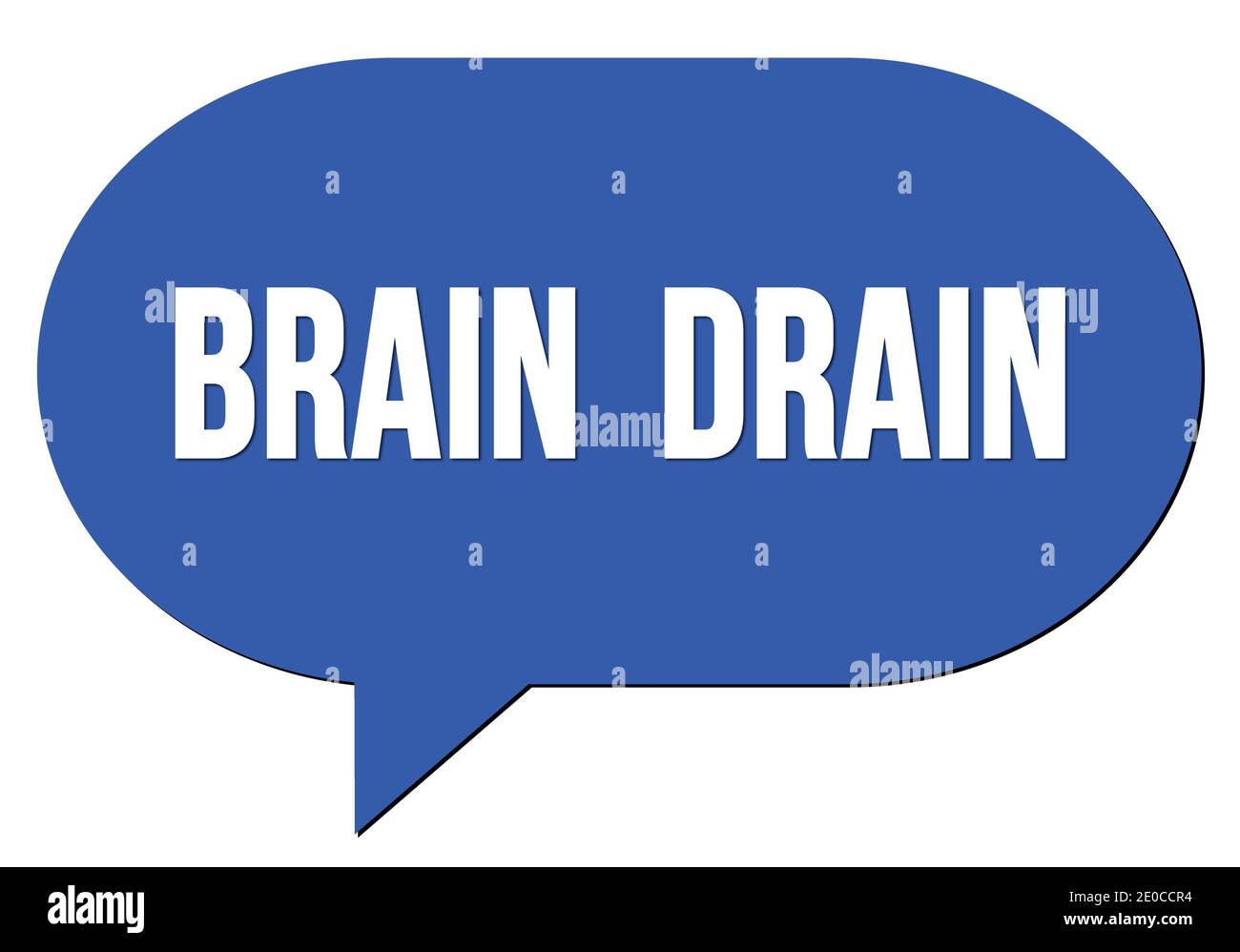BRAIN DRAIN text written in a blue speech bubble stamp Stock Photo - Alamy