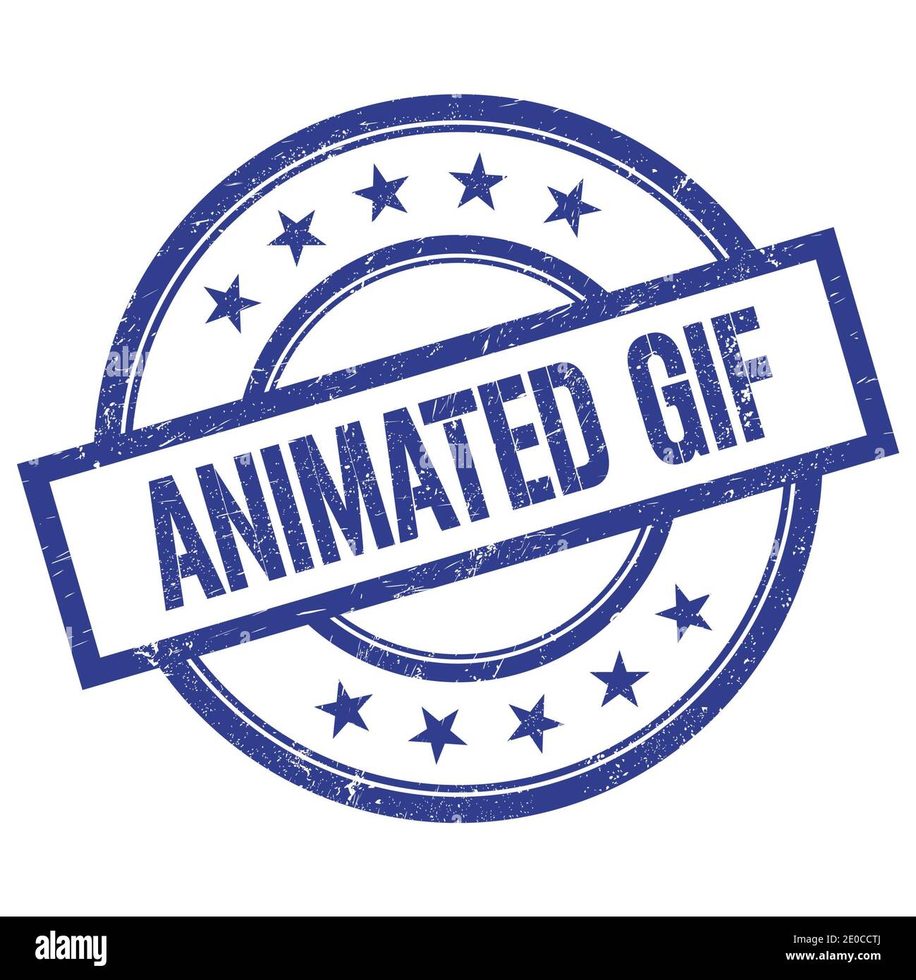 ANIMATED GIF text written on blue round vintage rubber stamp Stock ...