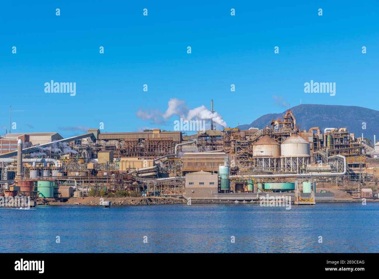 Zinc smelter on shore of Derwent river in Hobart, Australia Stock Photo ...